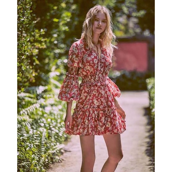 Alexis | Dresses | Nwt Alexis Rosewell Mini Dress In Rust Red Floral ...